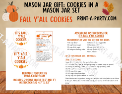 Fall Cookies in a Mason Jar - Cookie Jar Gift - INSTANT DOWNLOAD Recipe ...