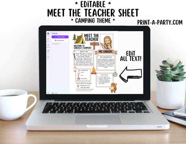 Meet the Teacher Editable Template CAMPING THEME | CAMPERS Themed Clas ...