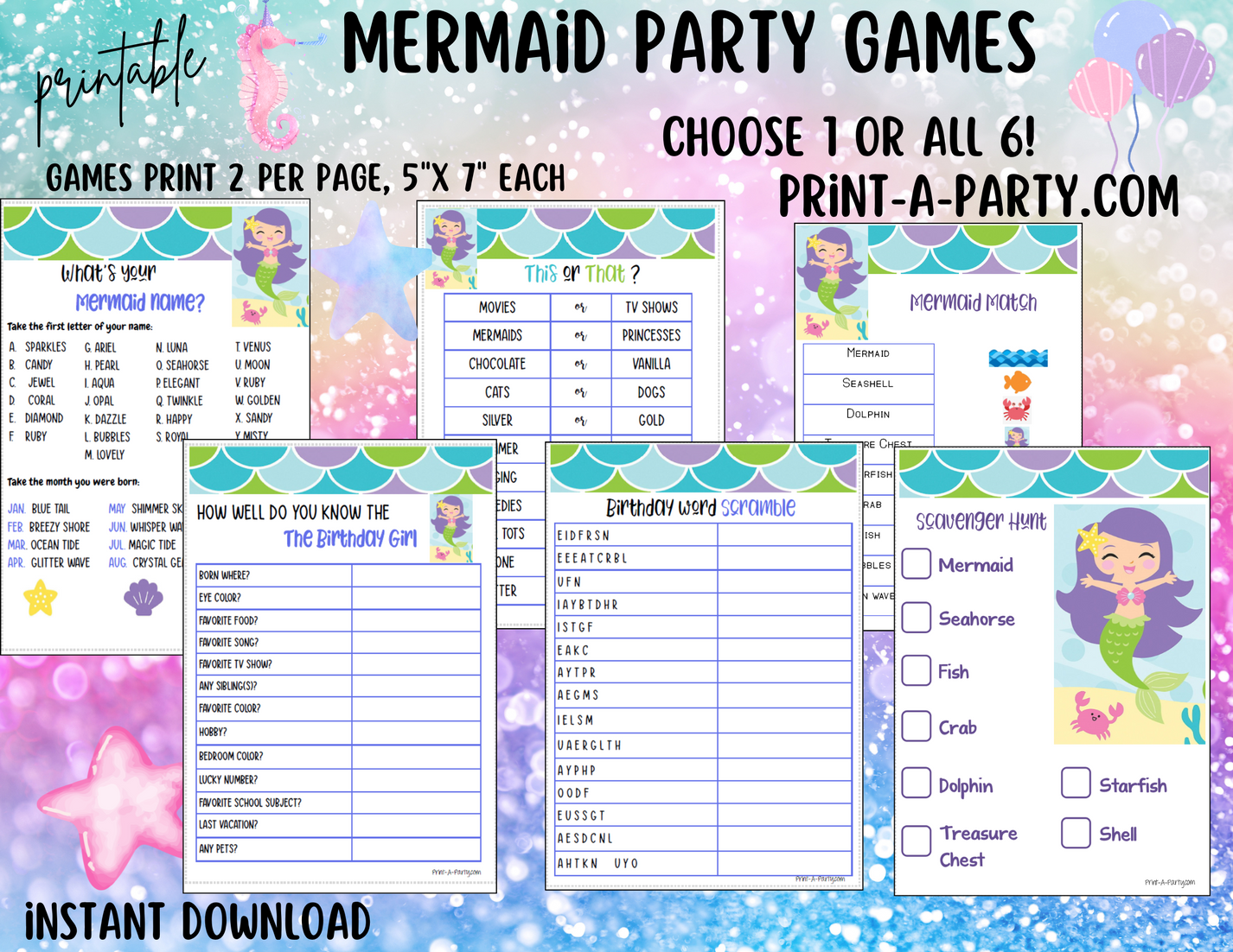 Mermaid Birthday Party Games | Mermaid Party Theme | Mermaid Birthday ...