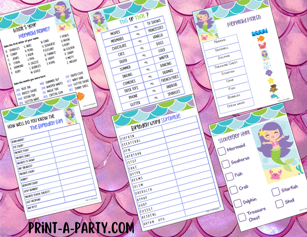 Mermaid Birthday Party Games | Mermaid Party Theme | Mermaid Birthday ...