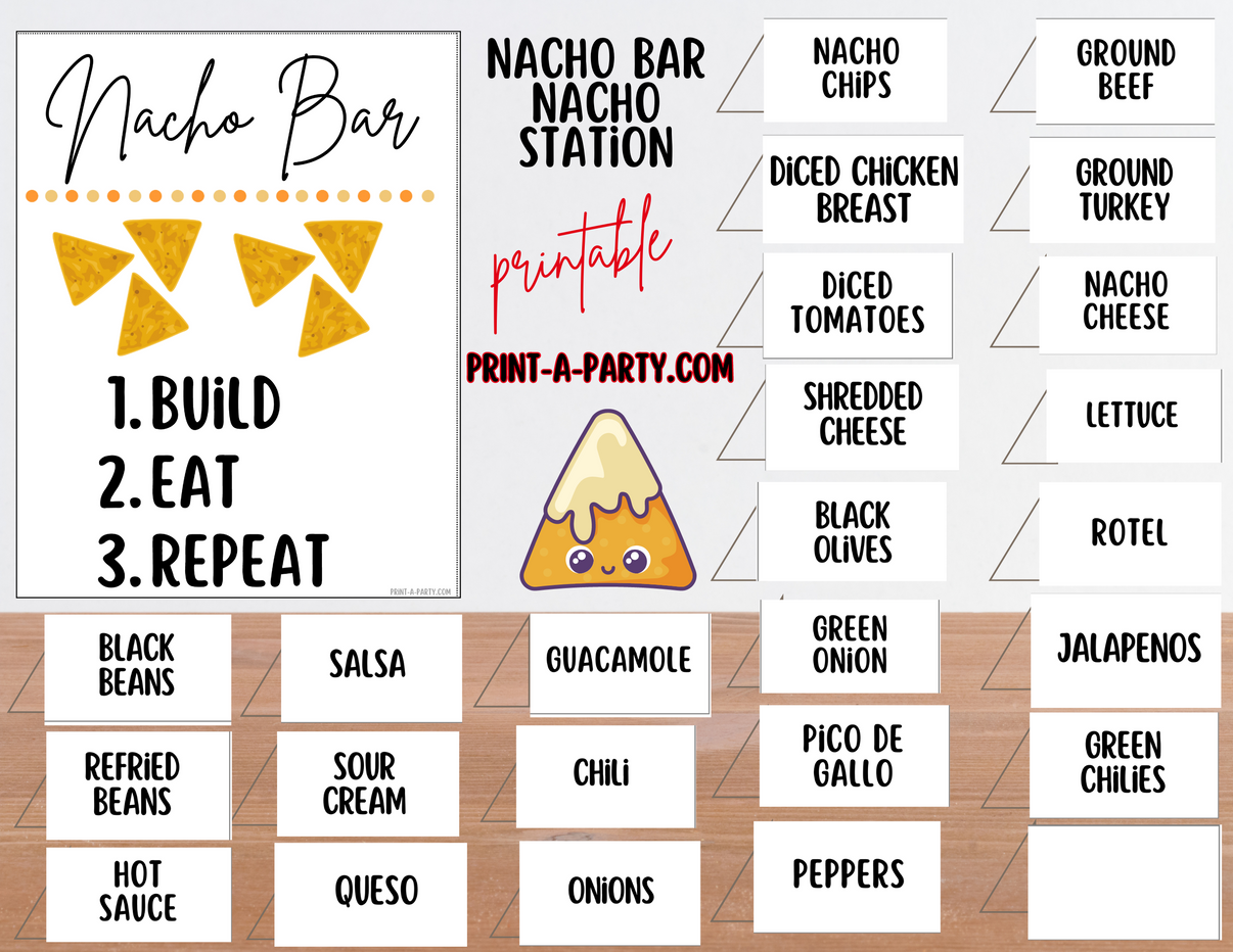 NACHO BAR | NACHO STATION Setup - White | Nacho Bar Sign | Food Statio ...