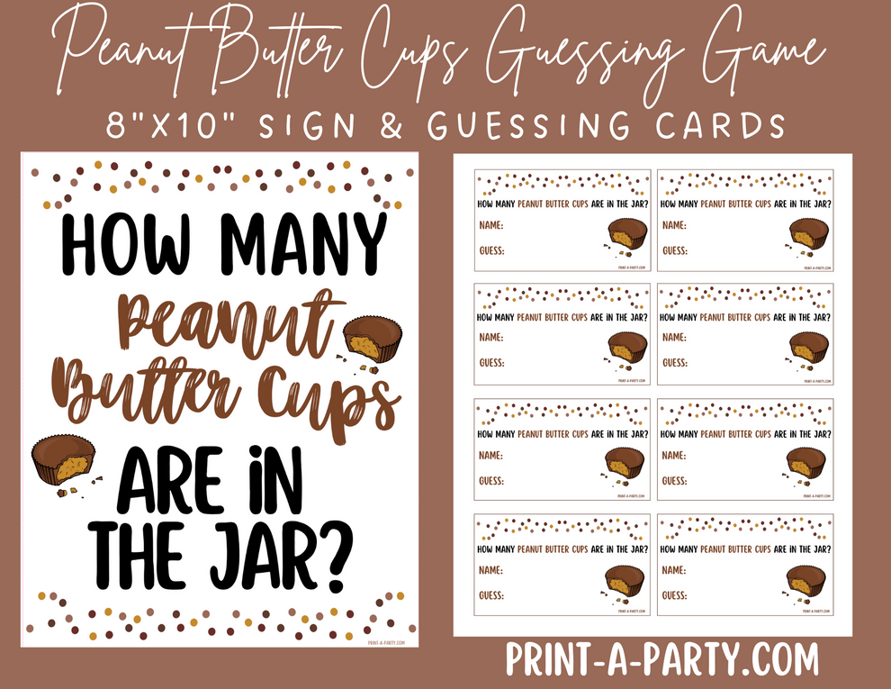 Candy Jar Guessing Game - PEANUT BUTTER CUPS - Printable Party Game fo ...