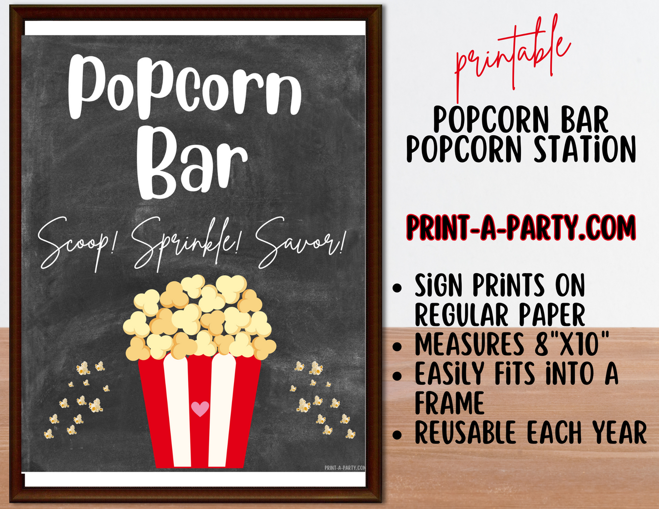 Printable Popcorn Bar - sign + 24 tent cards included - great for ...