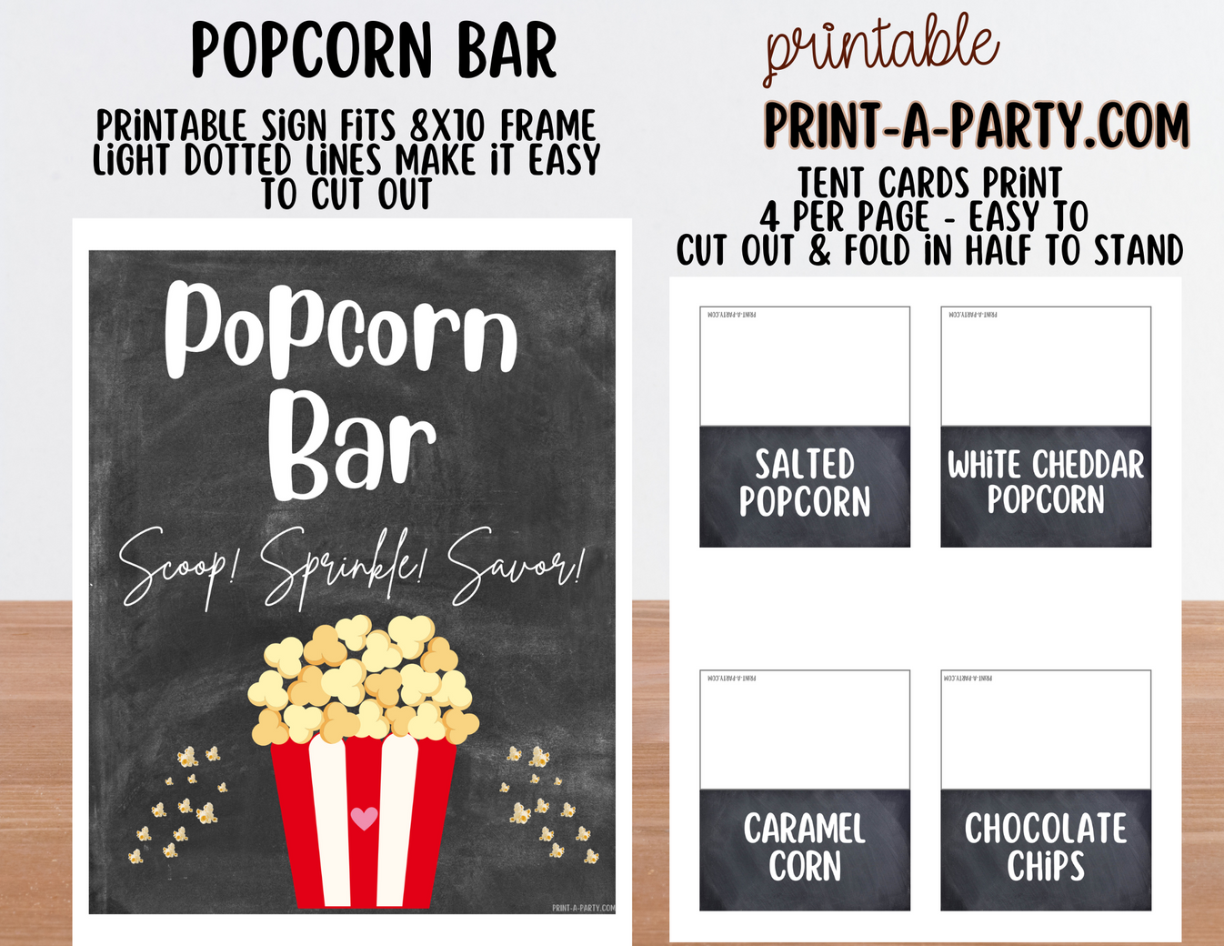 POPCORN BAR Sign & Toppings Labels Printable - Chalkboard - Perfect fo ...