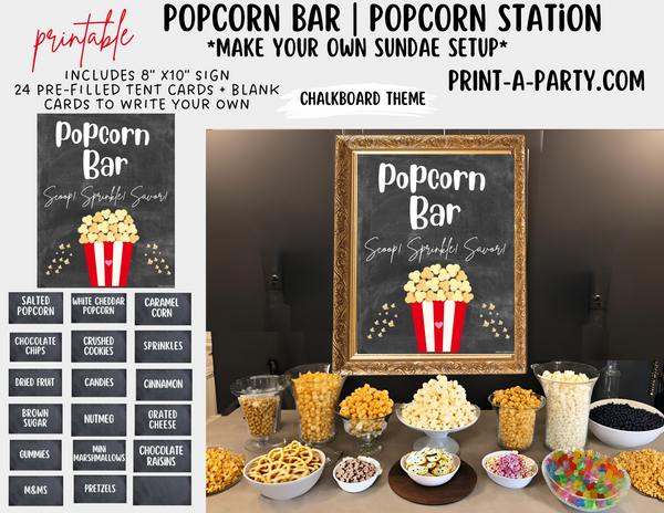 POPCORN BAR | POPCORN STATION Setup - Chalkboard | Popcorn Bar Sign ...