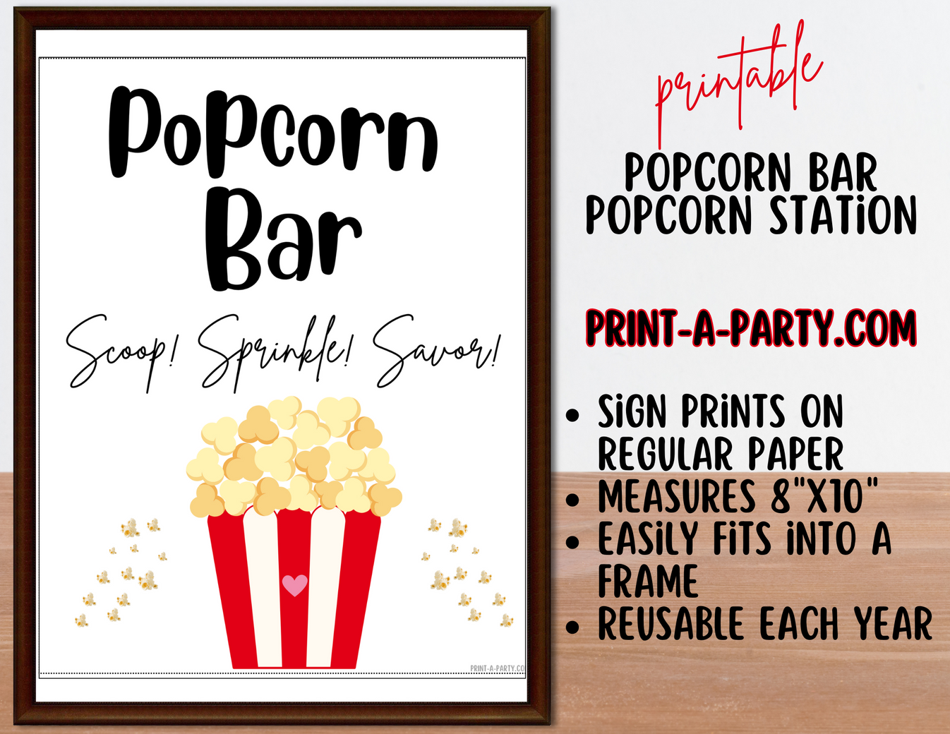 Printable Popcorn Bar - sign + 24 tent cards included - great for ...