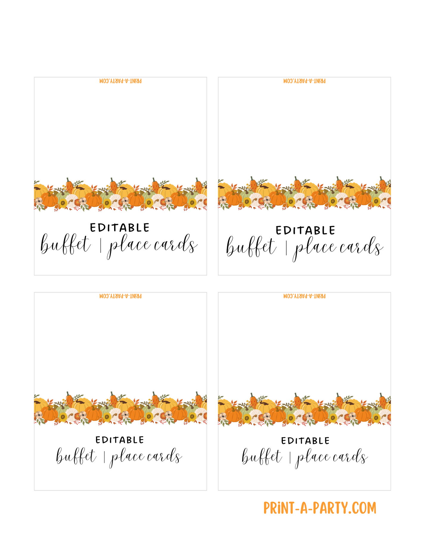 Fall Buffet EDITABLE Food Labels & Seating Place Cards – Perfect for T ...