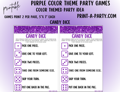 Color Party Games Printable Purple Color Party Theme Games Bundle (5x7 ...
