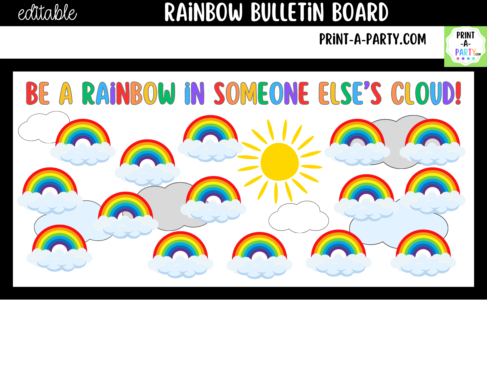 Rainbow Bulletin Board Kit | Classroom Door Decor, Editable Rainbows ...