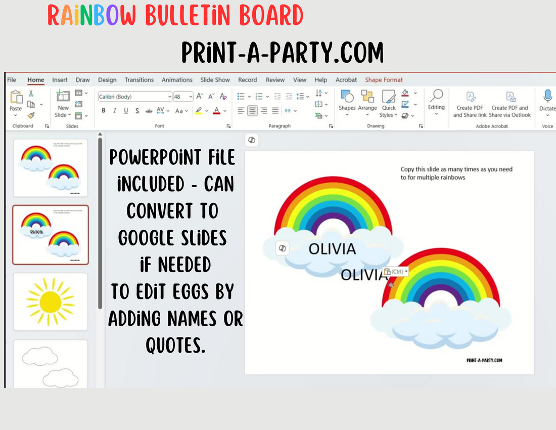 Bulletin Board Printable Display for Classroom - Rainbow theme - Custo ...
