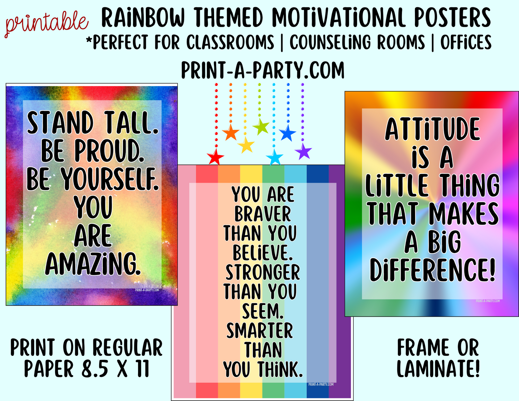CLASSROOM DECOR | Rainbow-Themed Printable Motivational Posters for Cl ...