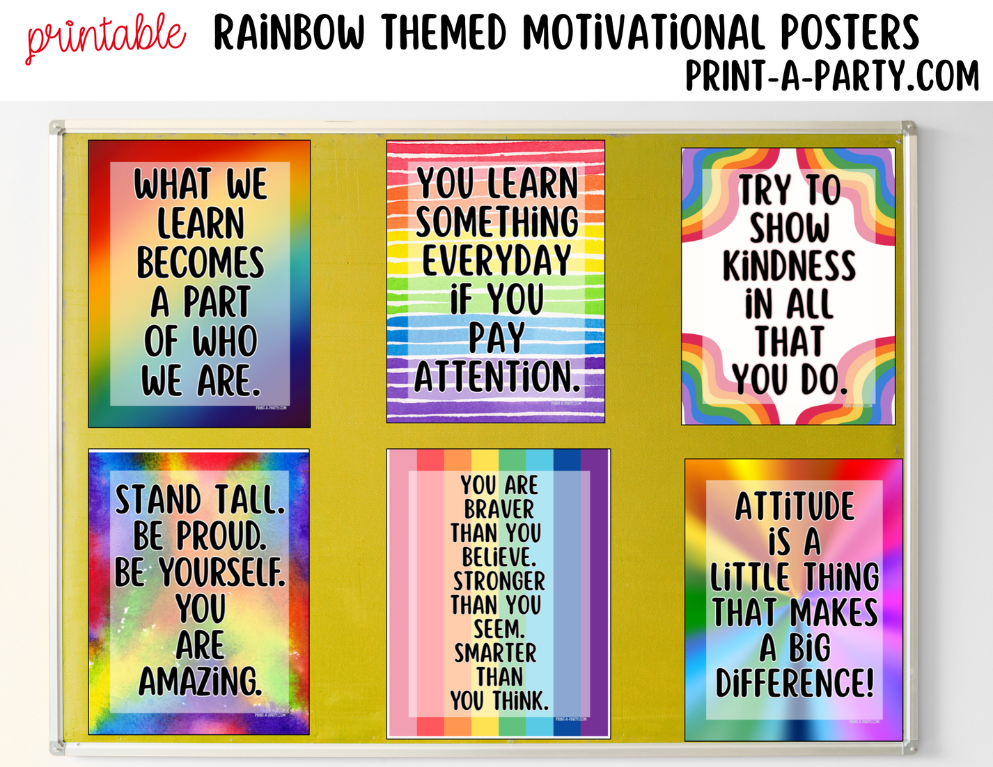 CLASSROOM DECOR | Rainbow-Themed Printable Motivational Posters for Cl ...