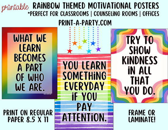 CLASSROOM DECOR | Rainbow-Themed Printable Motivational Posters for Cl ...