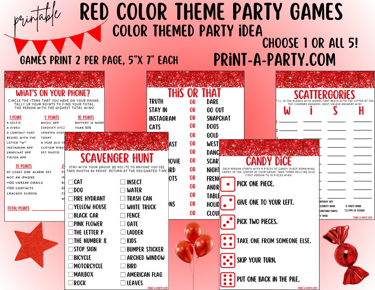 Red Party Games | Red Party Theme | Red Party Ideas | Color Party Games ...