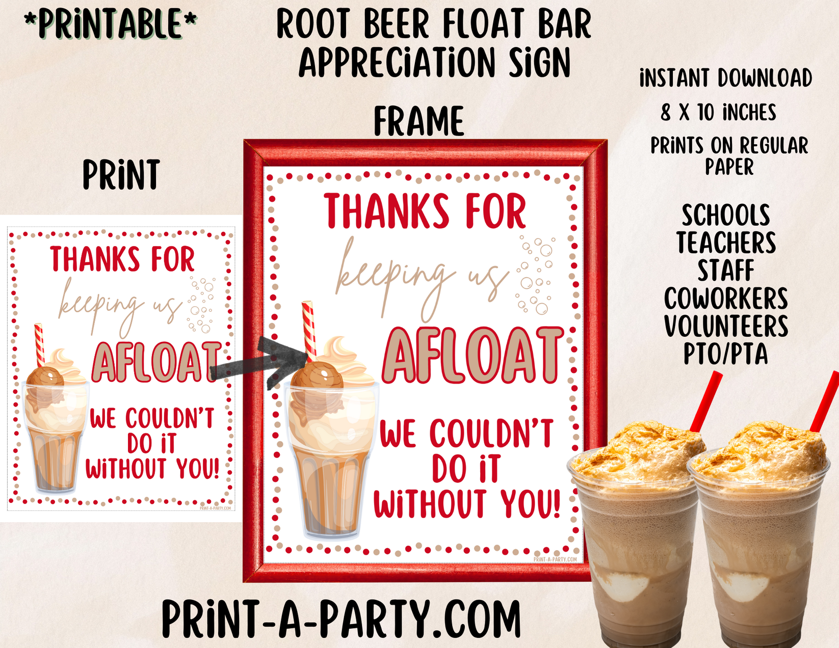 Appreciation Sign - Root Beer Float Appreciation Sign Printable | “Tha ...
