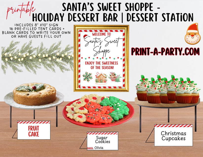 CHRISTMAS HOLIDAY DESSERT BAR - SANTA'S SWEET SHOPPE | DESSERT STATION – PrintAParty