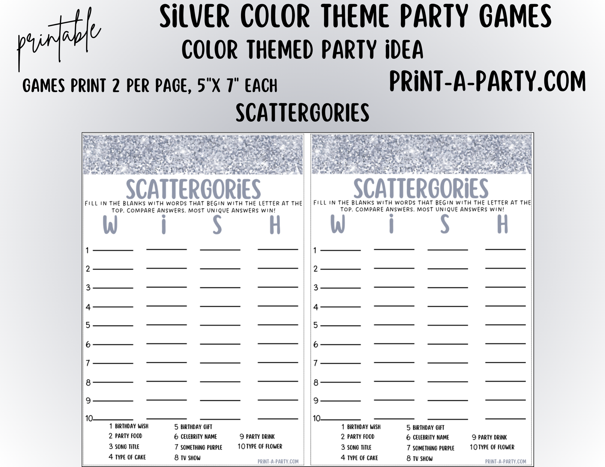 Silver Party Games | Silver Party Theme | Silver Party Ideas | Color ...