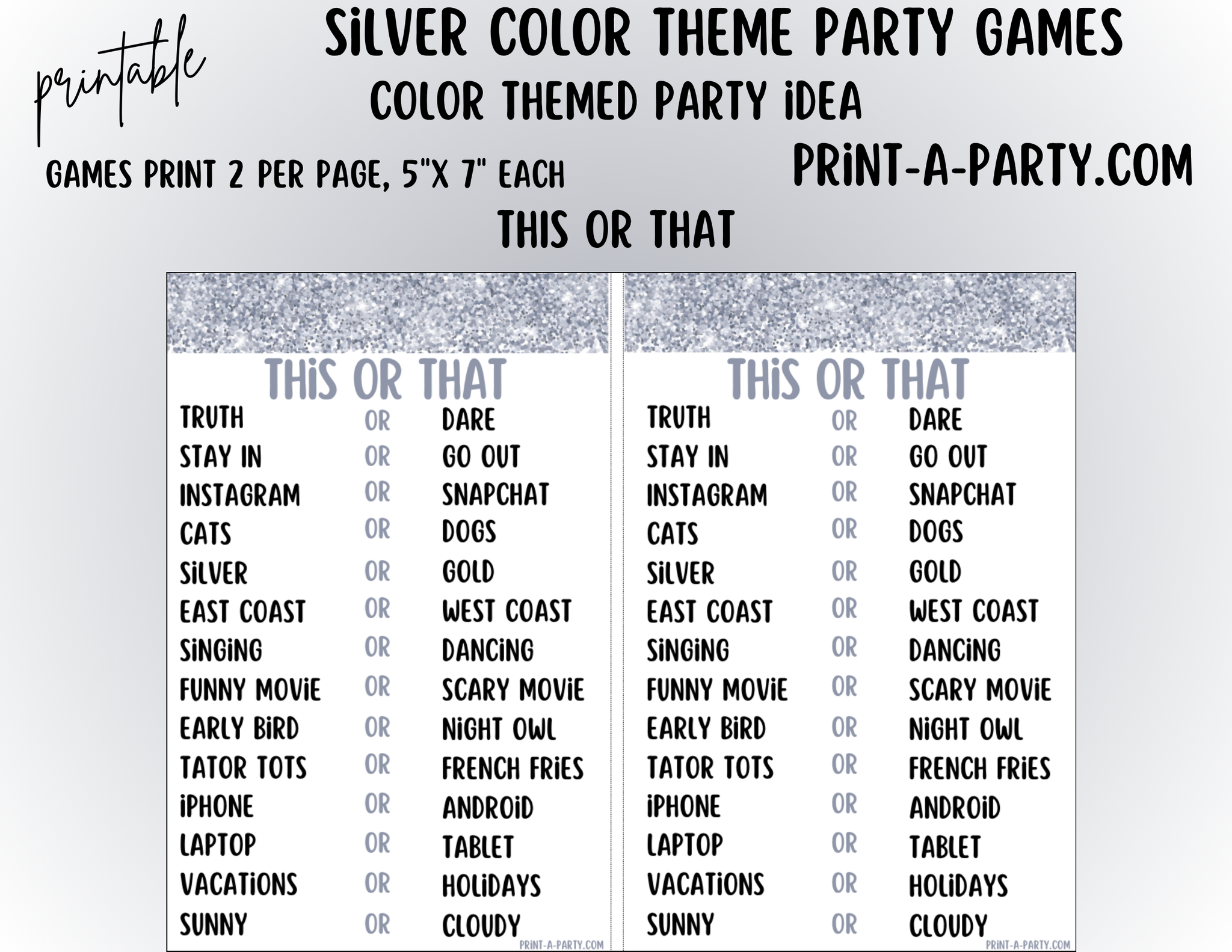 Silver Party Games | Silver Party Theme | Silver Party Ideas | Color ...