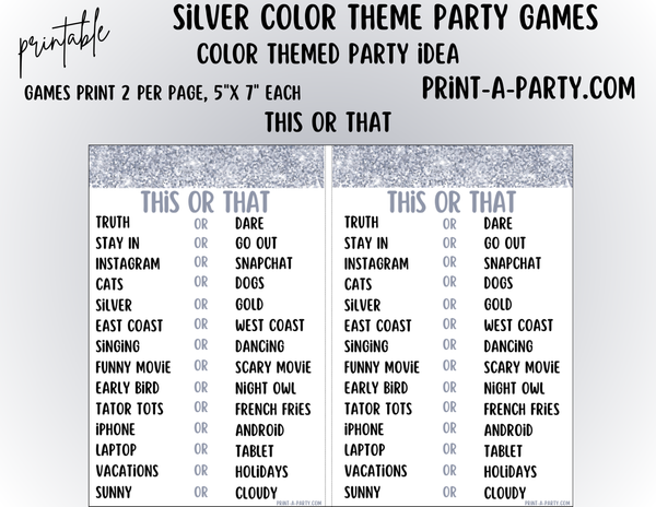 Silver Party Games | Silver Party Theme | Silver Party Ideas | Color ...
