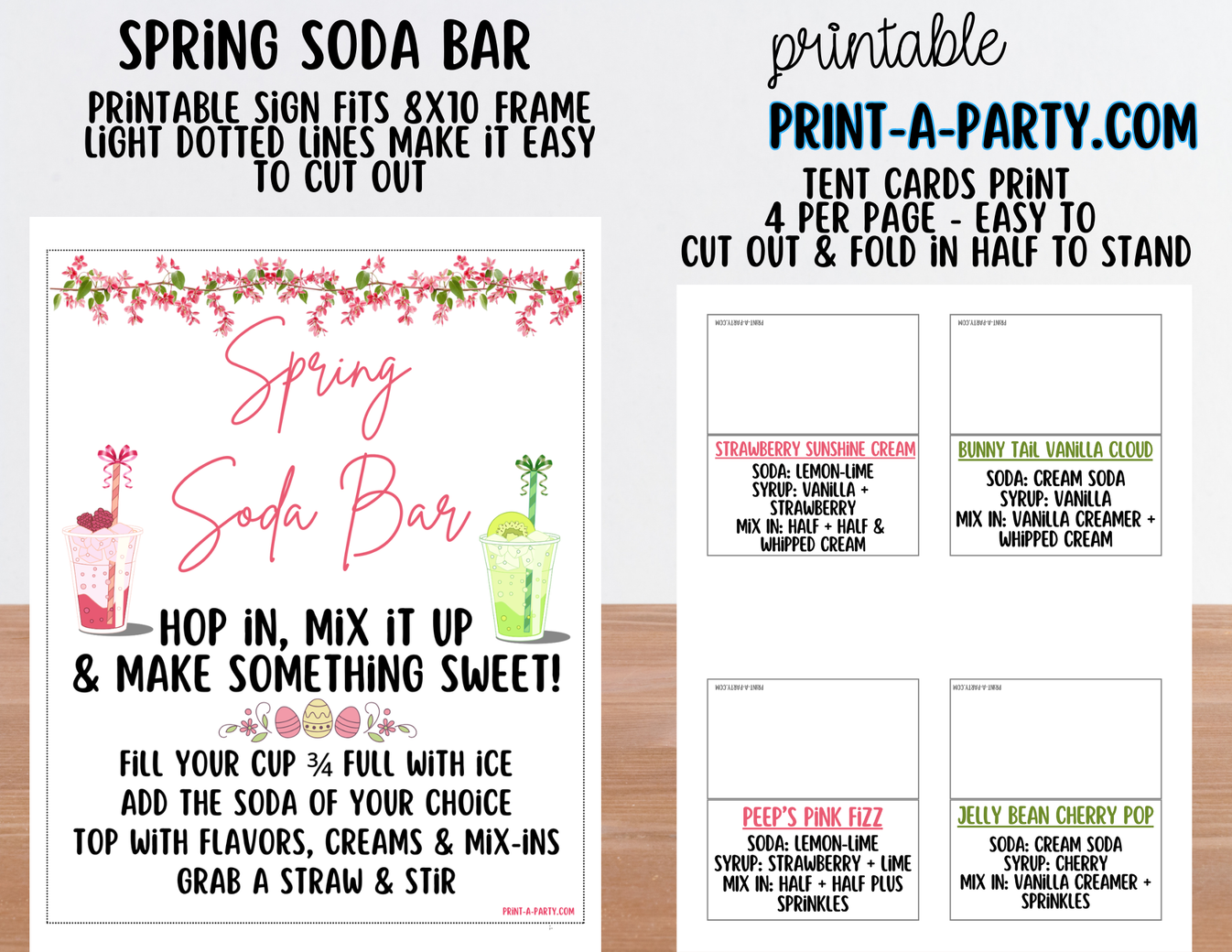 SODA BAR - Printable Spring (Easter) "Dirty" Soda Bar Printable Kit ...