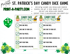 DICE GAME: St. Patrick's Day Candy Dice Game Printable, Holiday Classr ...