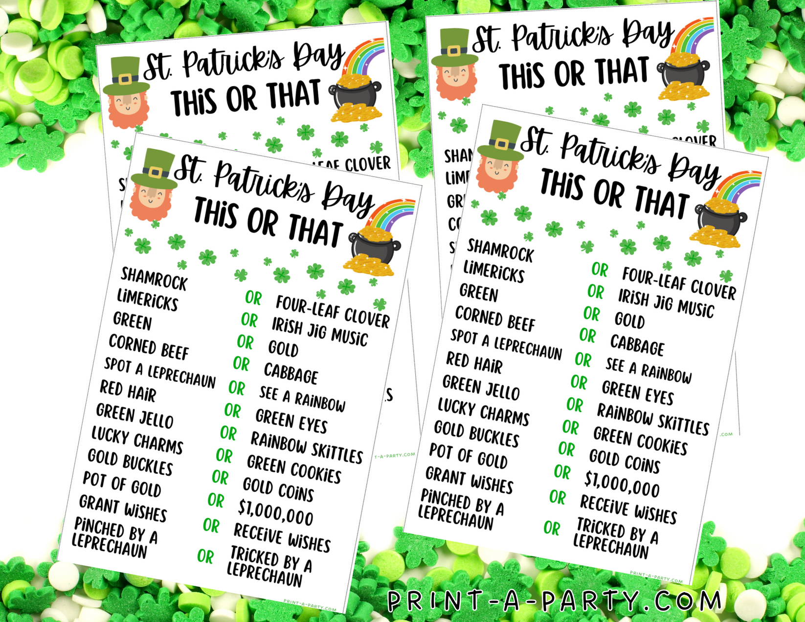 Printable St. Patrick's Day This or That Game | Leprechaun This or That ...