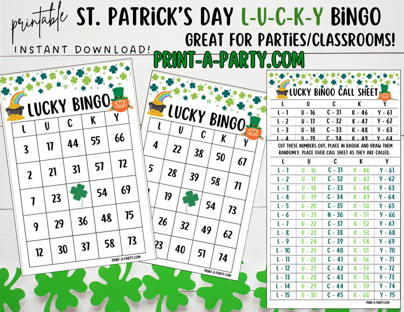 BINGO: St. Patrick's Day L-U-C-K-Y Bingo Printable Holiday Bingo | Cla ...