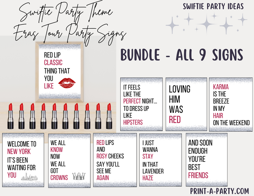 Taylor Swift Printable Party Signs, Party Food or Favor Decor, Lyric S ...