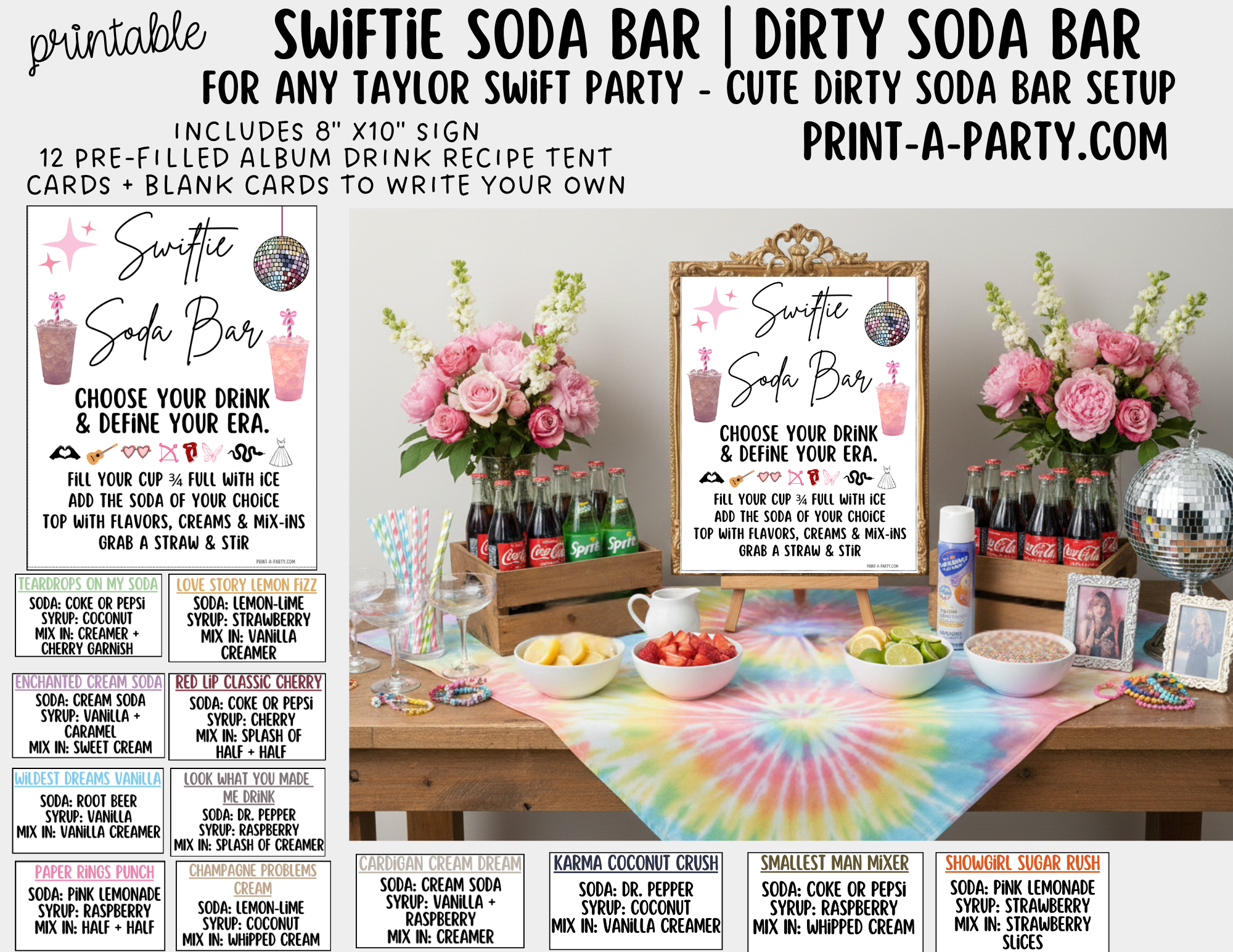 SWIFTIE SODA BAR - Printable Taylor Swift themed "Dirty" Soda Bar Kit ...