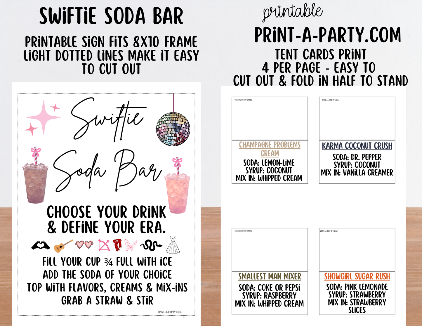 SWIFTIE SODA BAR - Printable Taylor Swift themed "Dirty" Soda Bar Kit ...