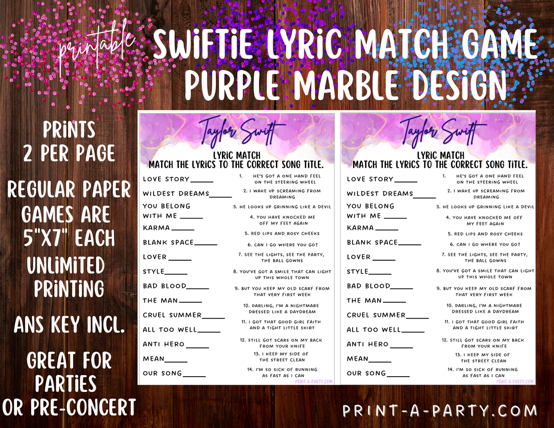 Swiftie Party Game Lyric Match | Taylor Lyric Match Game | Eras Tour P ...