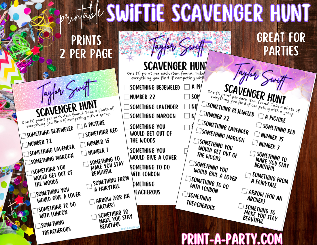 Swiftie Scavenger Hunt Printable Game – Taylor-Inspired Party Activity ...