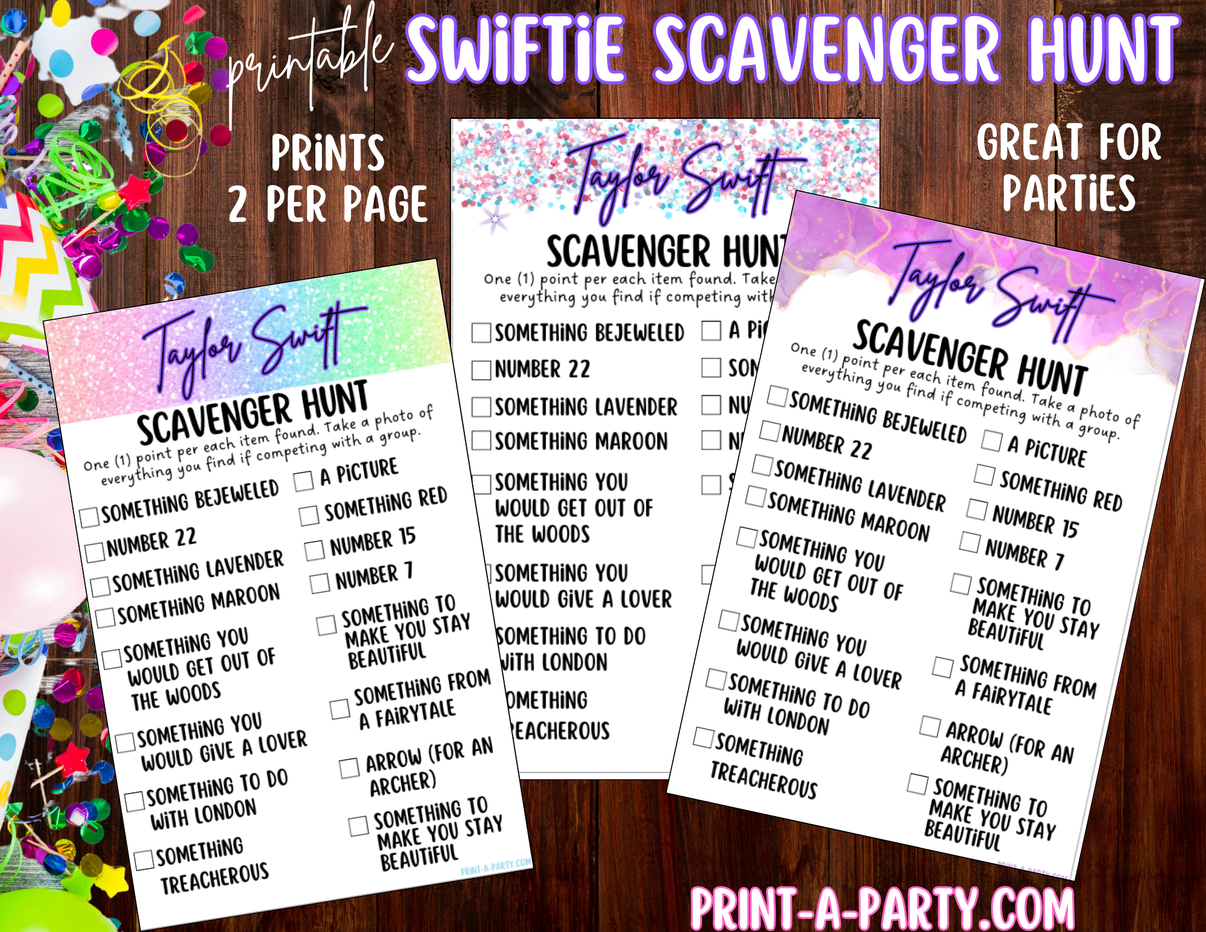 Printable Taylor Swift Scavenger Hunt Game - Perfect for Swiftie ...