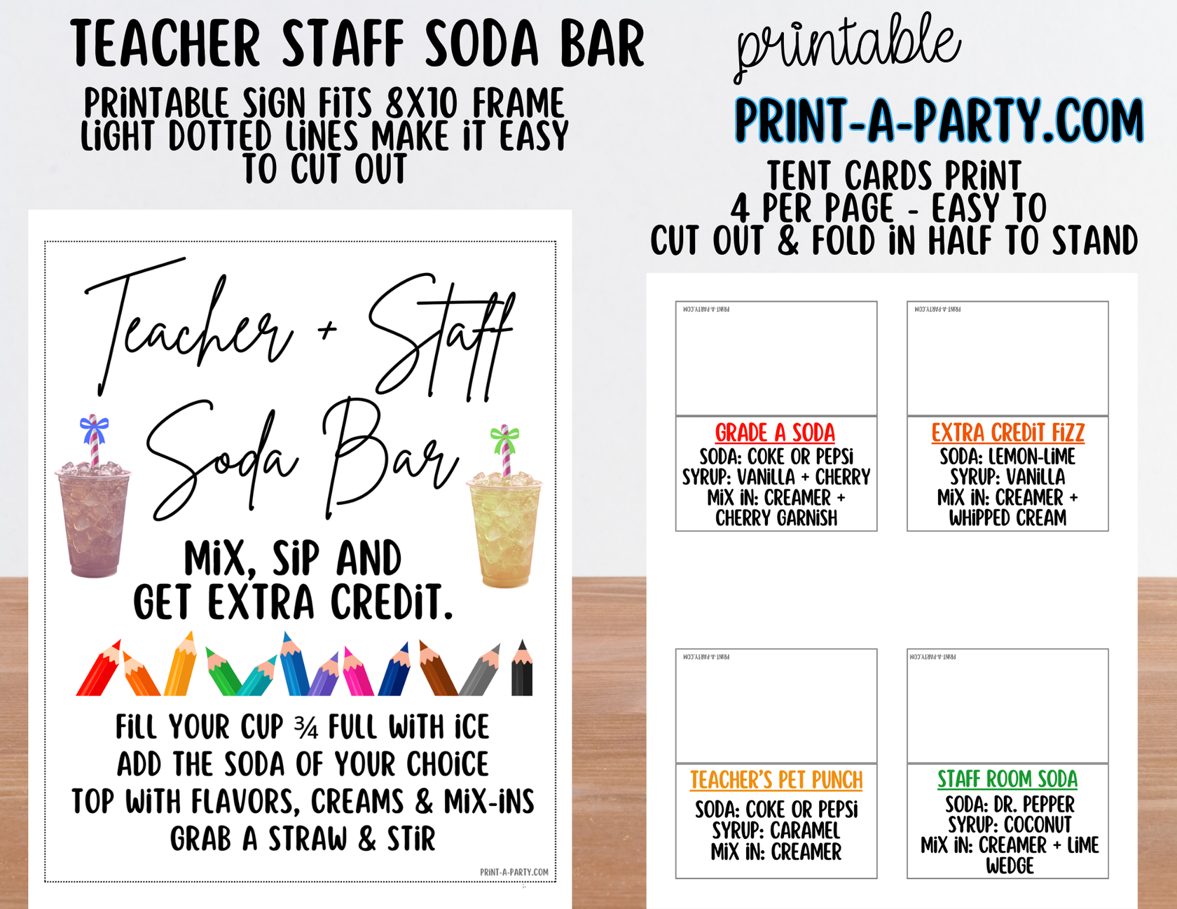 SODA BAR - Printable Teacher and Staff "Dirty" Soda Bar - Sign & Recip ...