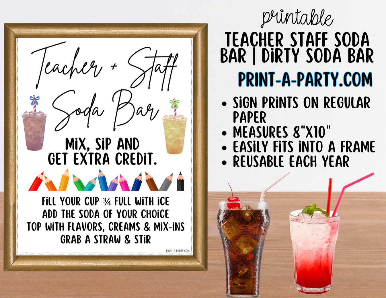 SODA BAR - Printable Teacher and Staff "Dirty" Soda Bar - Sign & Recip ...