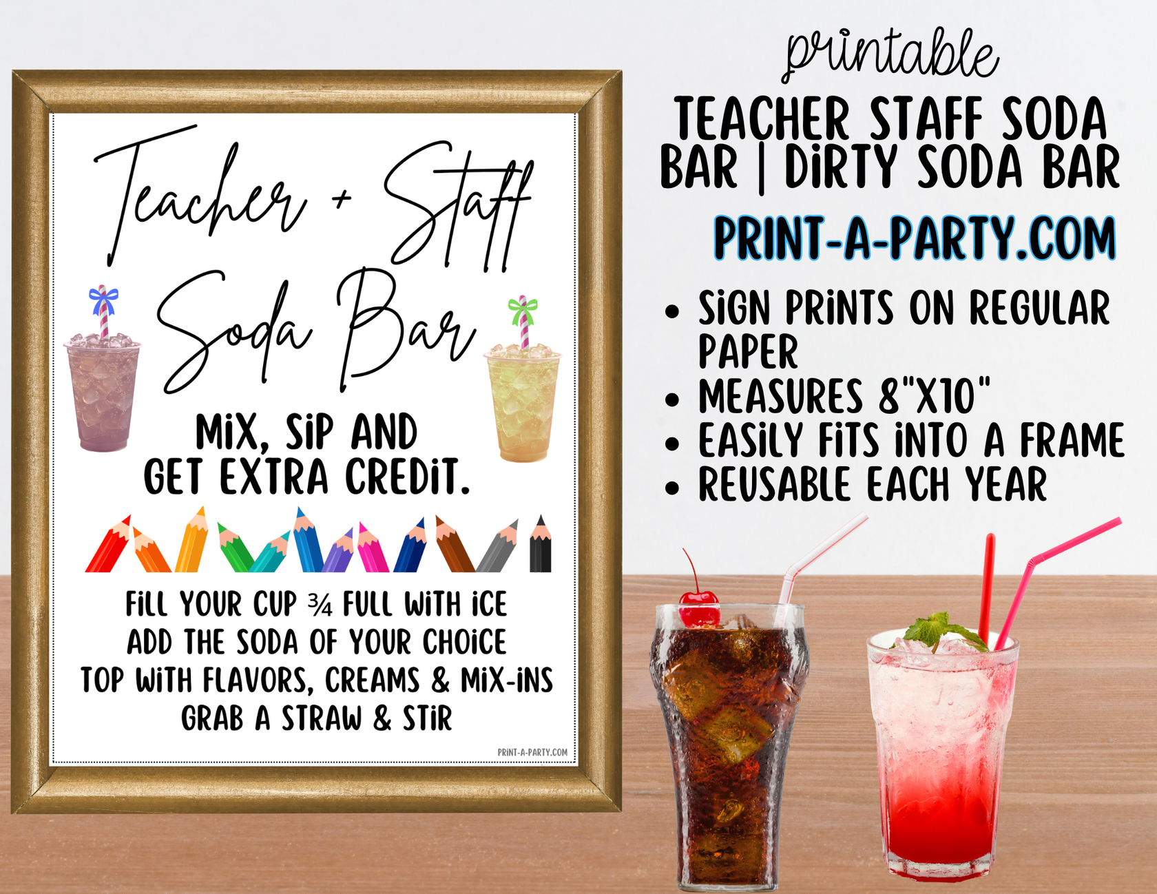 SODA BAR - Printable Teacher and Staff "Dirty" Soda Bar - Sign & Recip ...