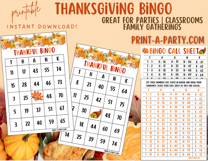 BINGO: Thanksgiving Printable Bingo Game – Fun Holiday Activity for Fa ...