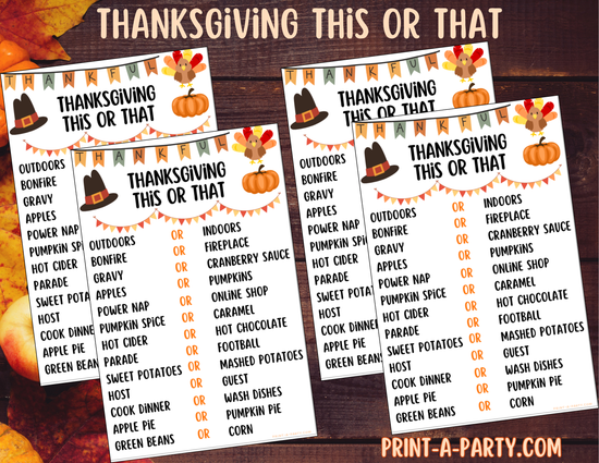 THIS OR THAT GAME: Thanksgiving Theme | Thanksgiving Game | Thanksgivi ...