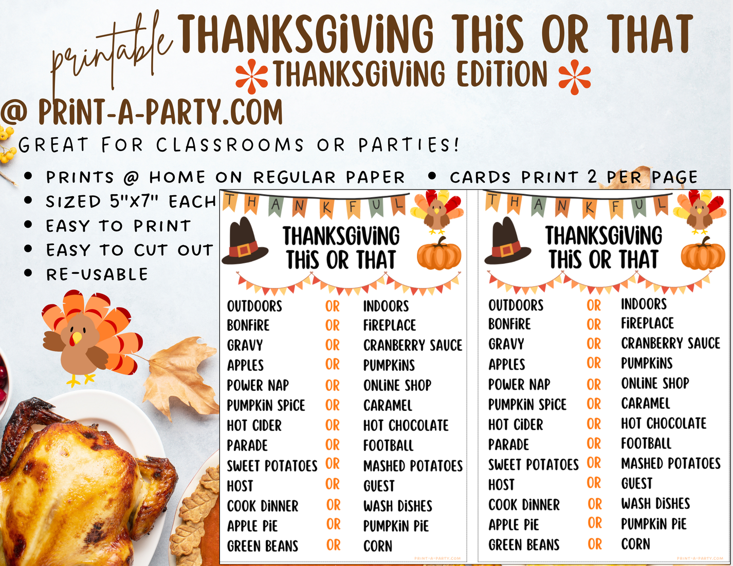 THIS OR THAT GAME: Thanksgiving Theme | Thanksgiving Game | Thanksgivi ...