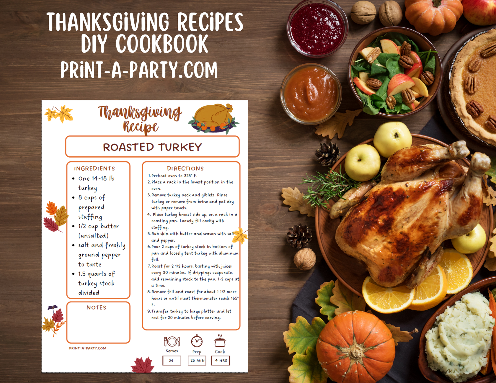 DIY Thanksgiving Cookbook - printable or editable Thanksgiving Recipe ...