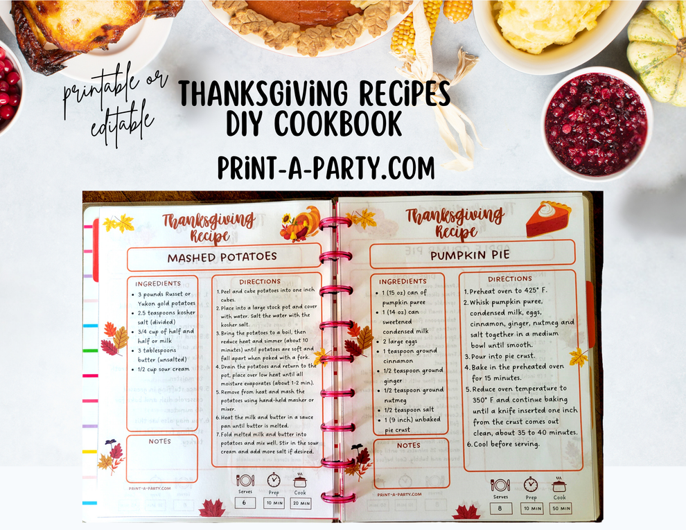 DIY Cookbook Printable Thanksgiving Recipe Planner – DIY Cookbook Inse ...