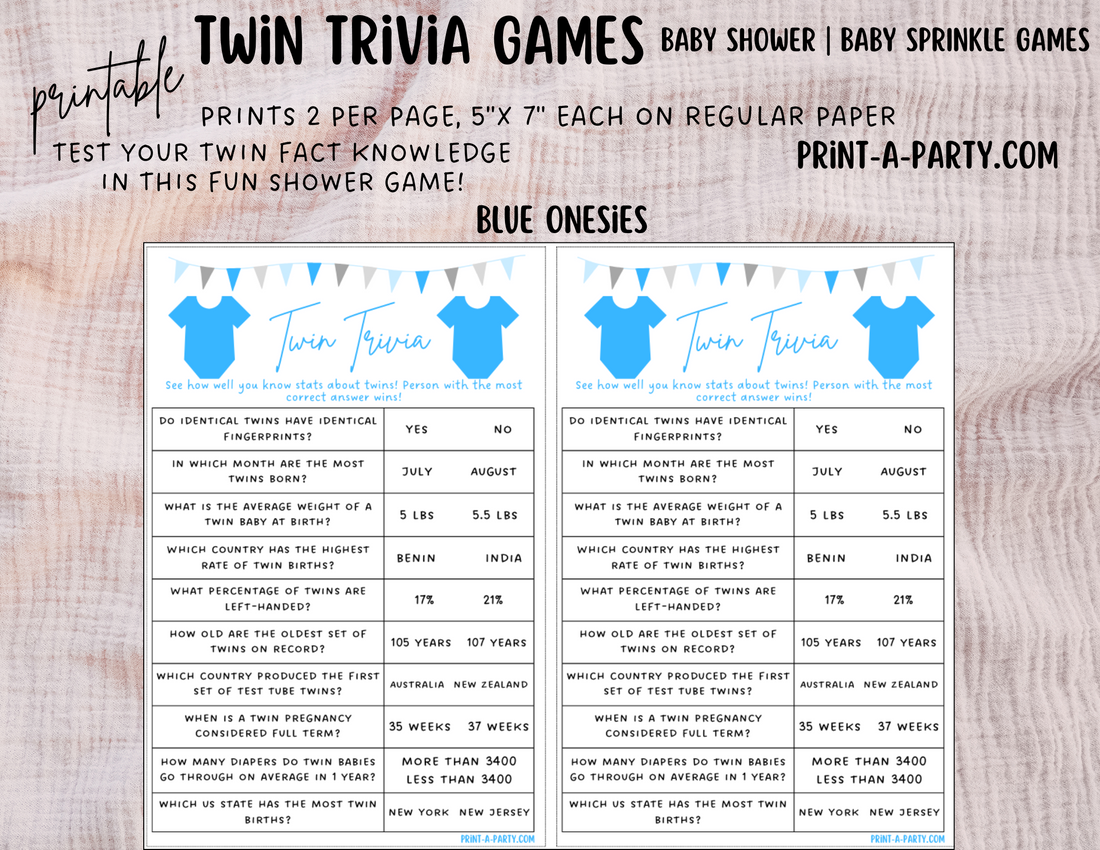 TWIN TRIVIA Game | PICK YOUR COLORS | GENDER NEUTRAL | TWIN GIRLS | TW ...