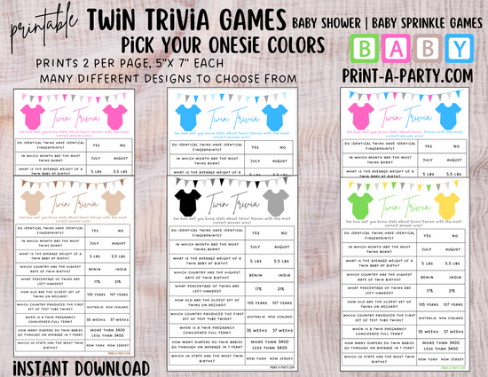 TWIN TRIVIA Game | PICK YOUR COLORS | GENDER NEUTRAL | TWIN GIRLS | TW ...