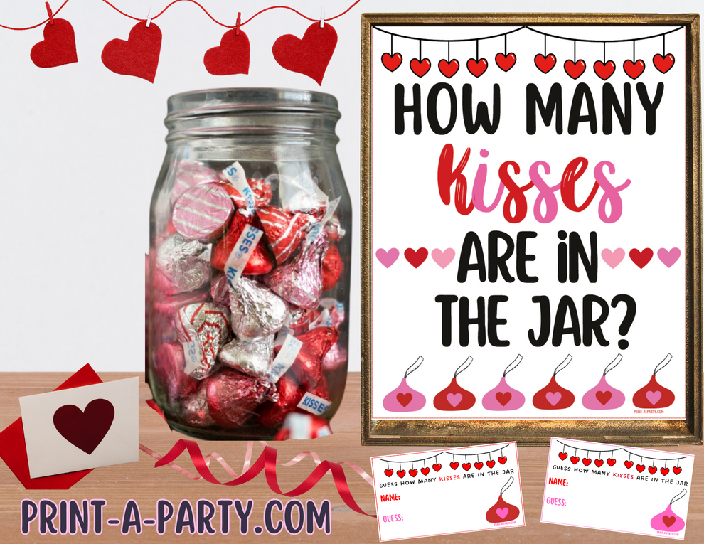 Candy Jar Guessing Game - VALENTINE'S DAY Chocolate Kisses - Printable ...
