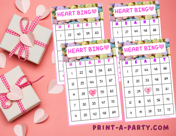 Valentine Bingo | Heart Bingo Printable | Choose your size and design ...