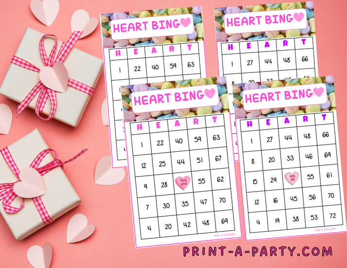Valentine Bingo | Heart Bingo Printable | Choose your size and design ...