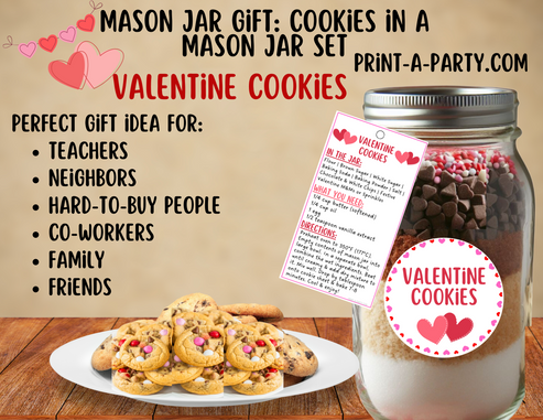 Valentine's Cookies in a Mason Jar Gift | Printable Kit | includes ...