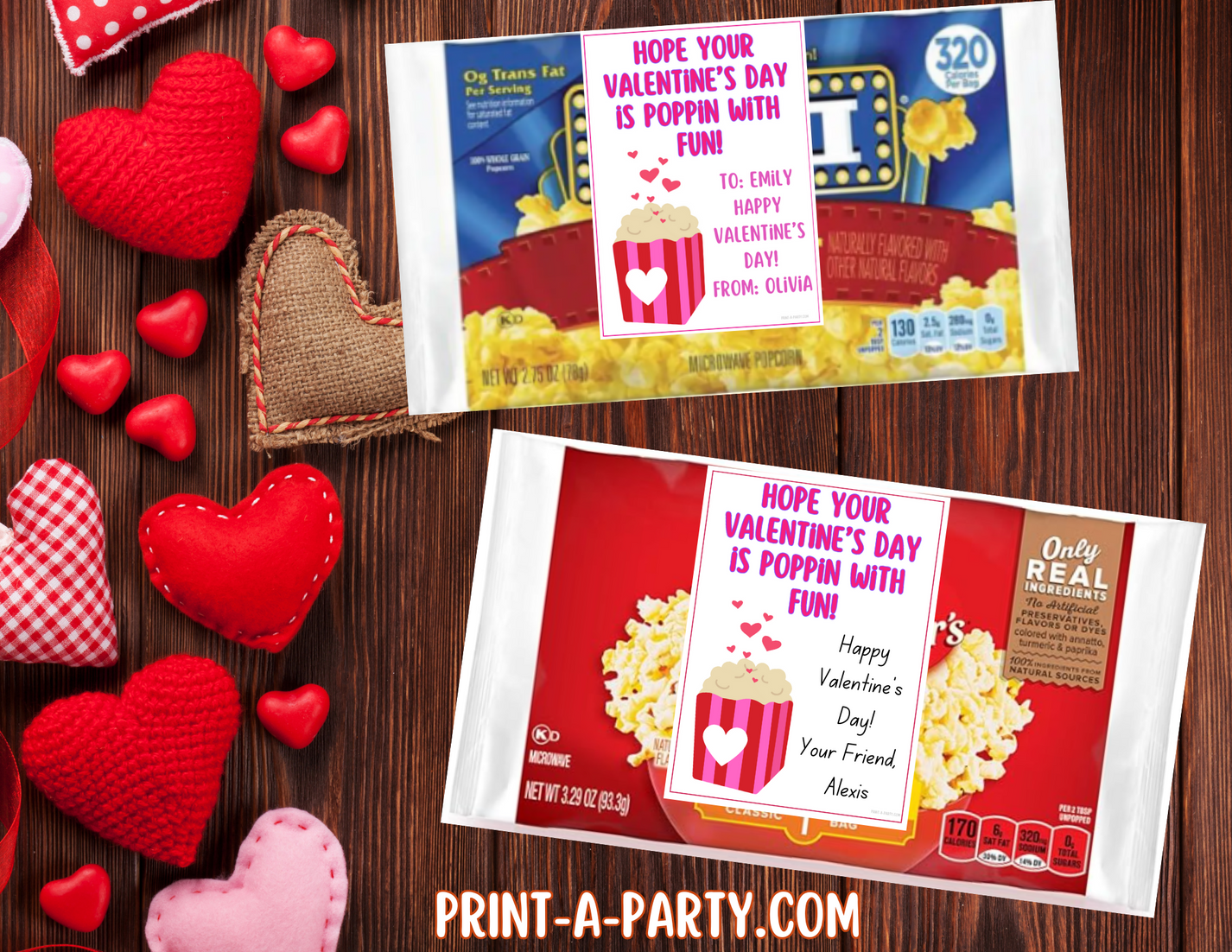 Valentine EDITABLE TEMPLATE: POPCORN VALENTINE CARD - Customizable Car ...