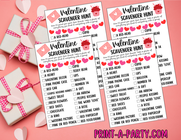 Valentine’s Day Scavenger Hunt Printable Game - Parties, Classroom, Ki ...