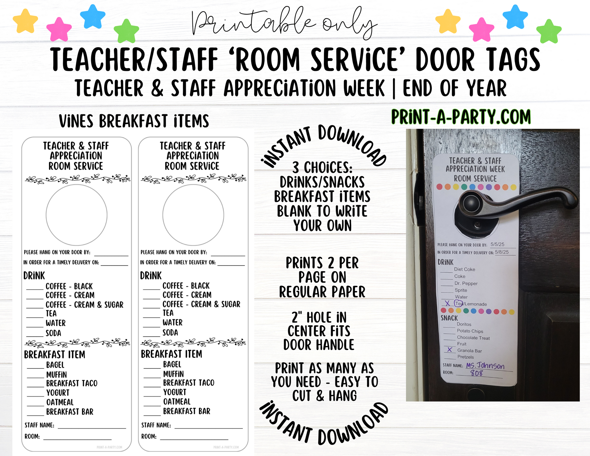 Appreciation Tag: Printable Room Service Door Tags – Staff & Teacher A ...